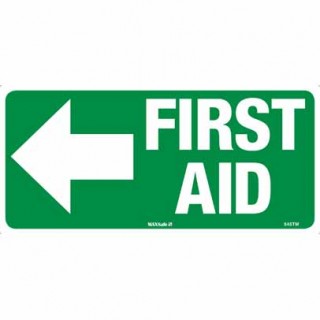 First Aid Sign Arrow Left Poly 300x140mm - OnSafe